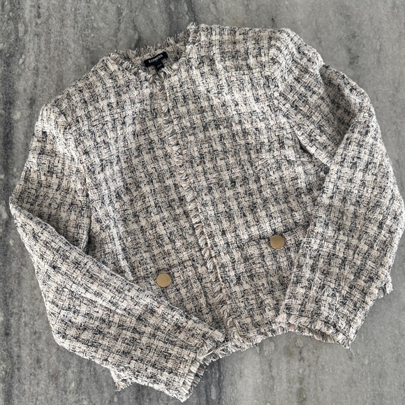 Express | Jackets & Coats | Express Tweed Jacket With Gold Buttons ...